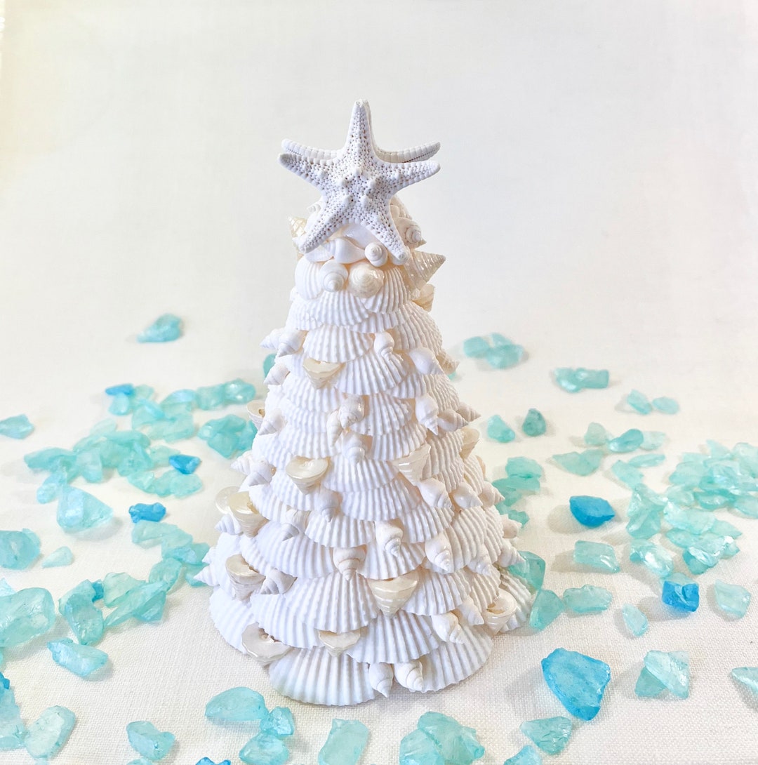 Seashell Christmas Tree Coastal Beach Decor Holiday Decoration Tabletop ...