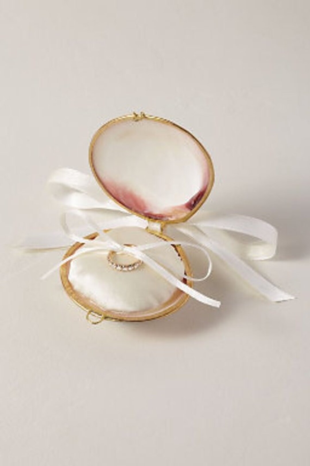 Seashell Jewelry Box With Ribbons – Real Shell Ring Box for Beach ...