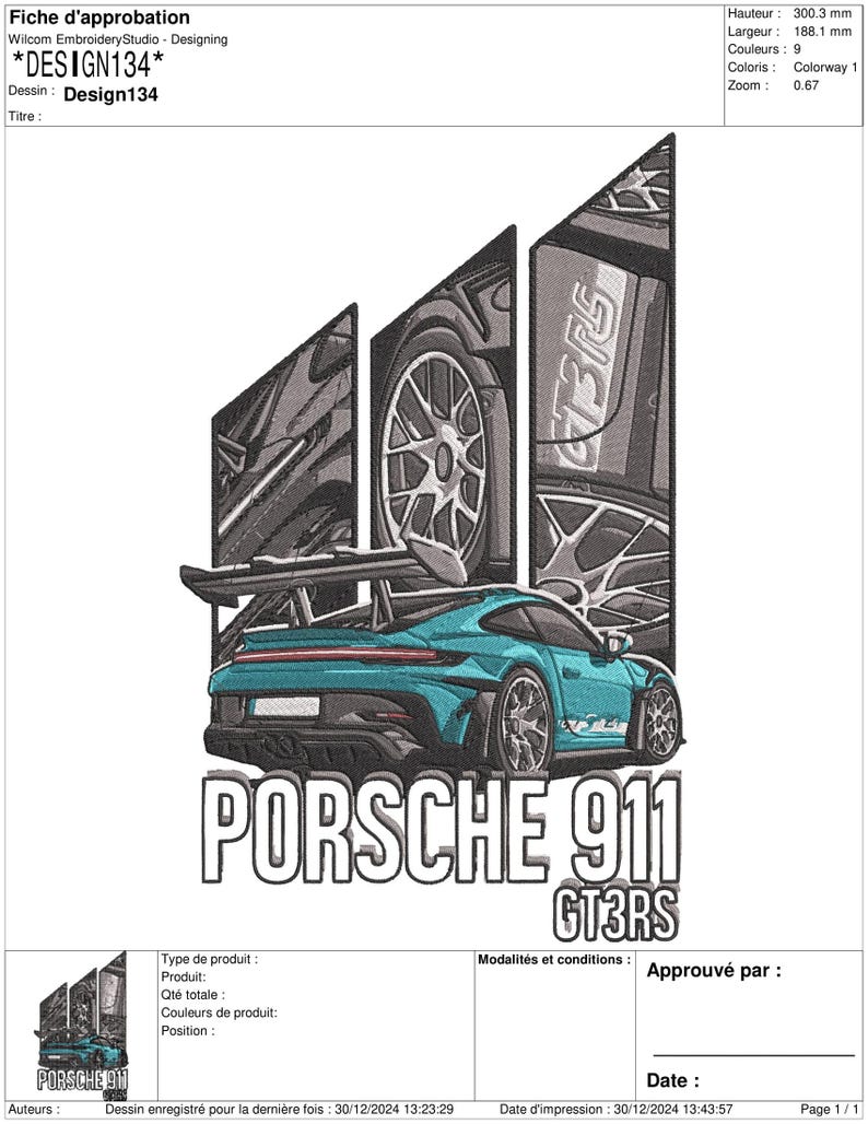 Porsche 911 GT3 RS Embroidery Design, Machine Embroidery Designs ...