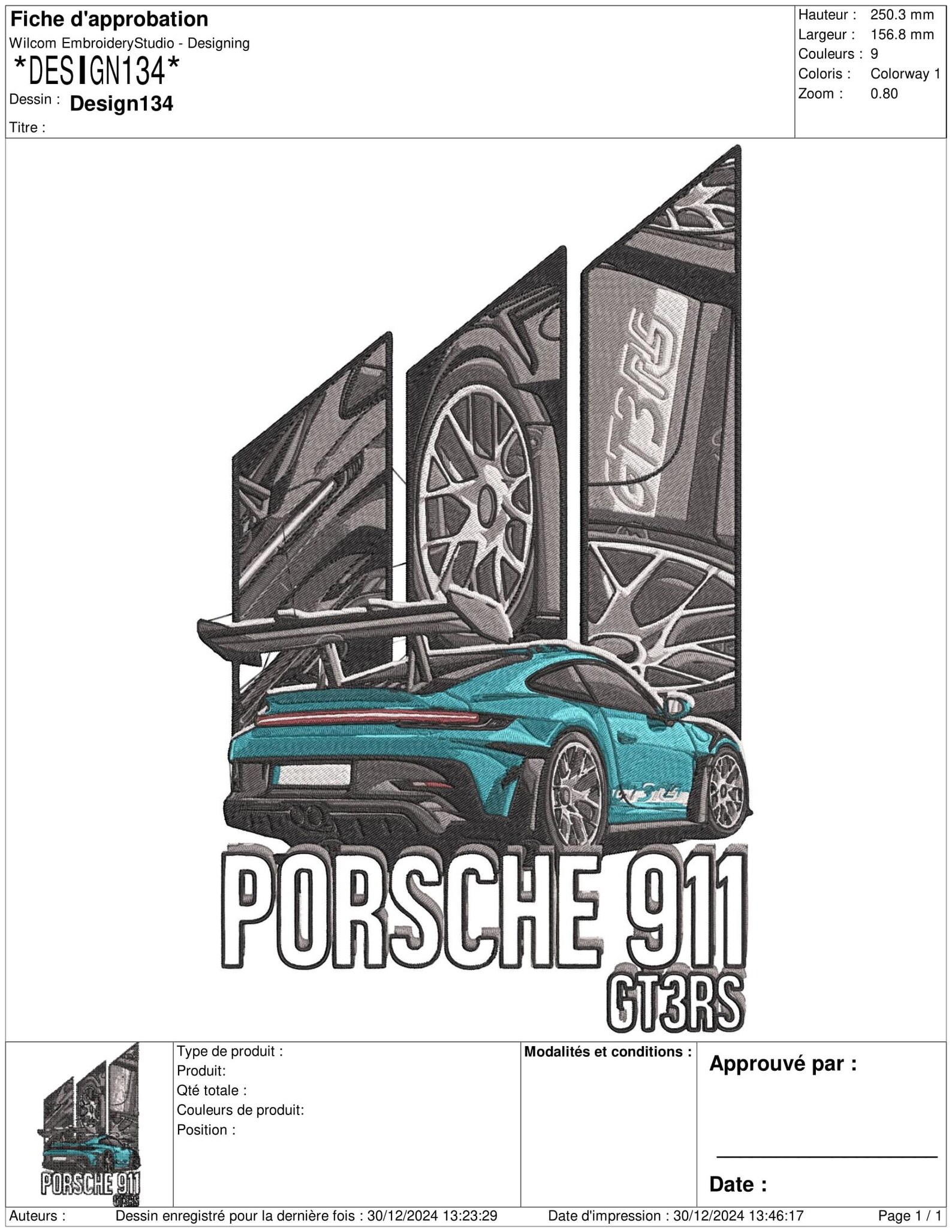 Porsche 911 GT3 RS Embroidery Design, Machine Embroidery Designs ...