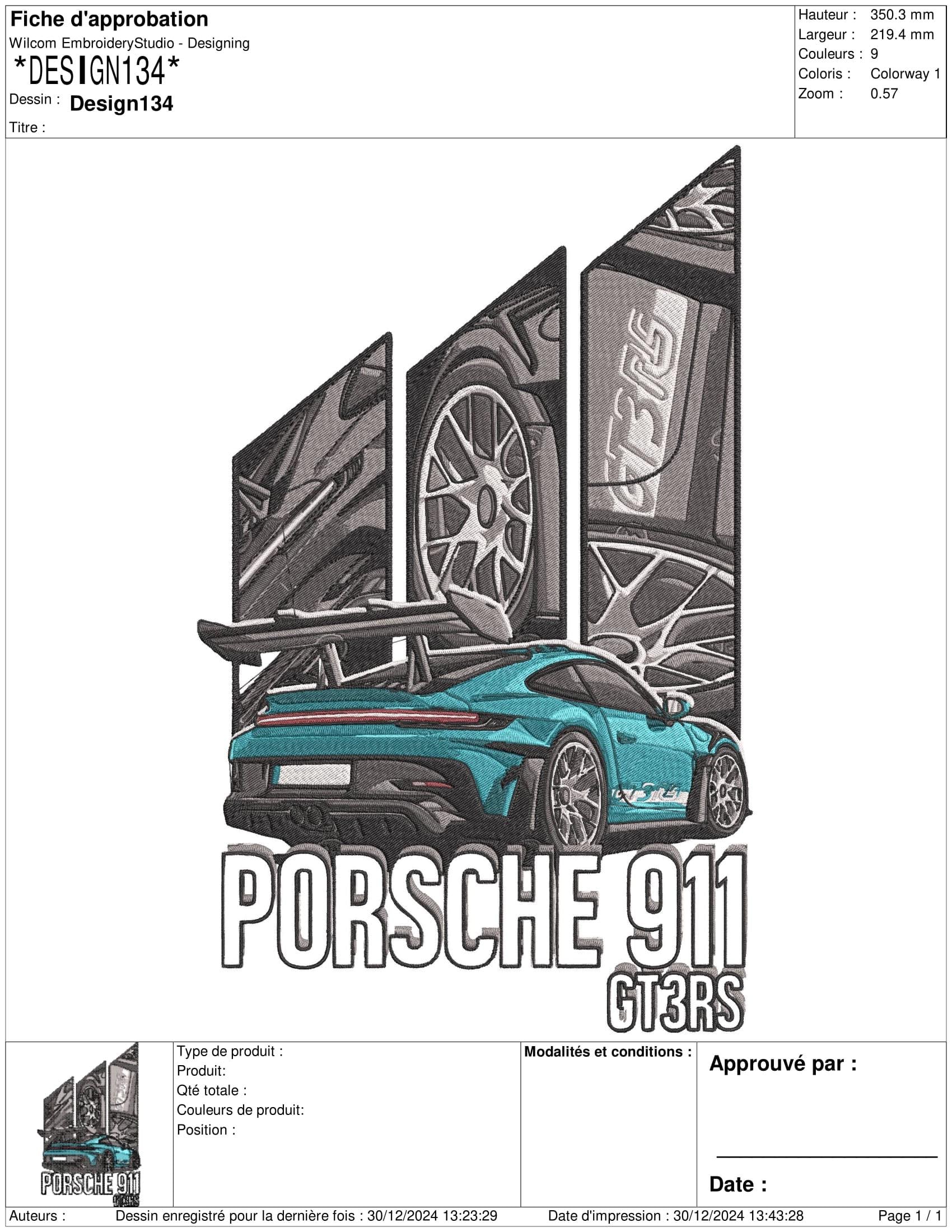 Porsche 911 GT3 RS Embroidery Design, Machine Embroidery Designs ...