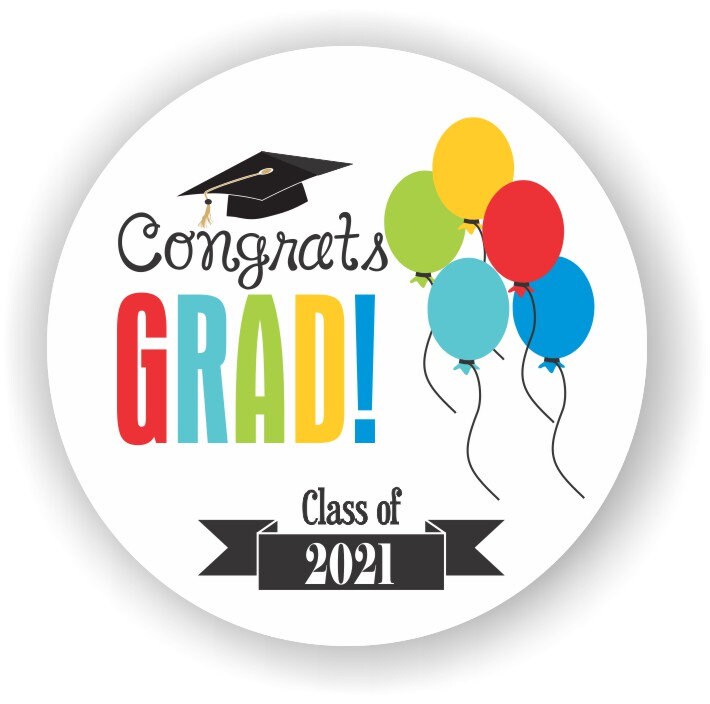 Congrats Grad Favor Stickers Graduation Stickers Class 2020 Stickers ...