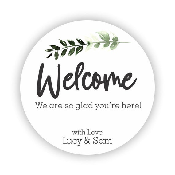 Greenery wedding favor stickers - Wedding Welcome Stickers - Welcome ...