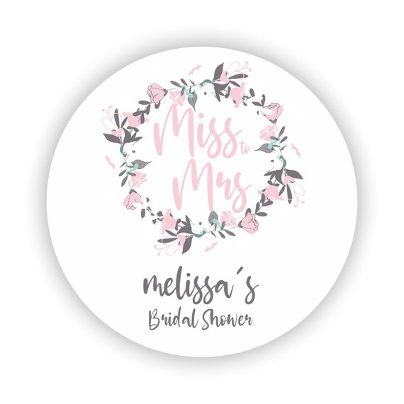 Miss to Mrs. Wreath Wedding Stickers - Bridal Shower Stickers - Wedding ...