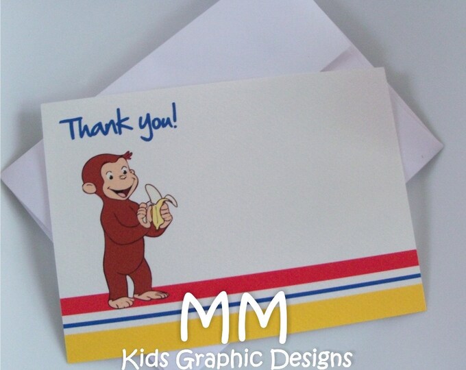 Curious George Theme - Thank You Cards With Envelopes - Set of 20 - Etsy