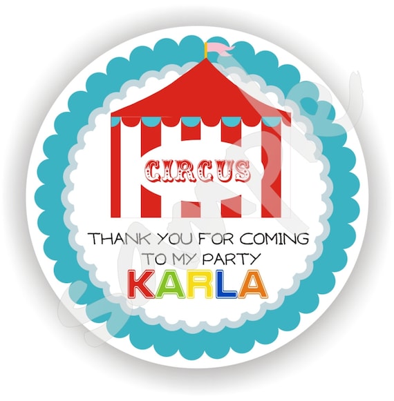 Circus Theme - 40 Thank You 2 inch circle Stickers - Favor Tag - Baby ...