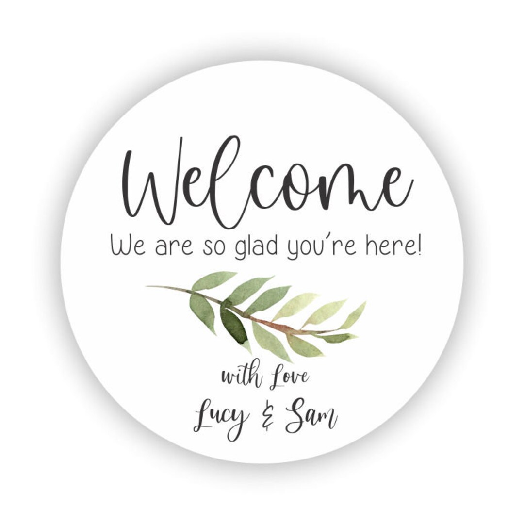 Greenery Wedding Favor Stickers Wedding Welcome Stickers Welcome Bag ...