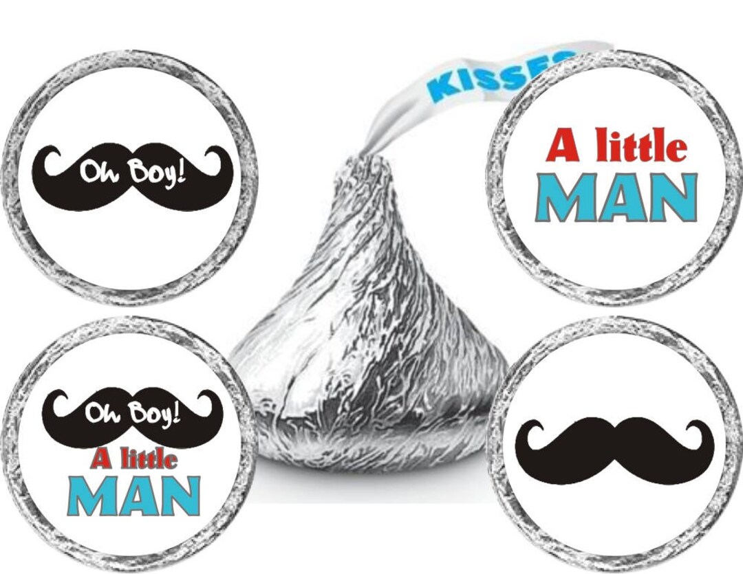 A Little Man Shower Stickers - Baby Shower Candy Stickers - Mustache ...