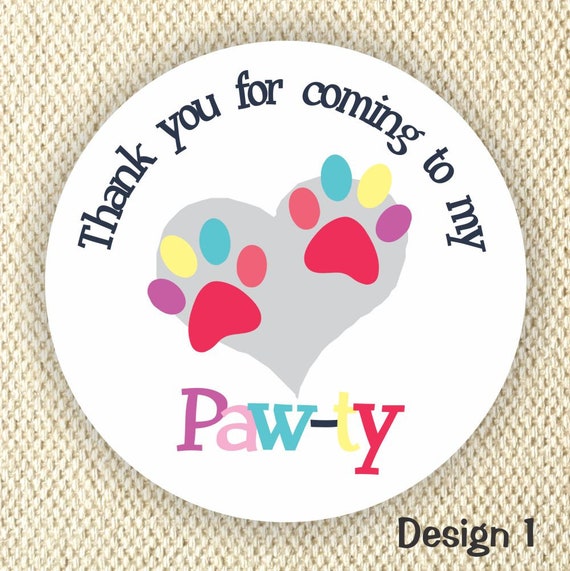 Paw-ty Favor Stickers Puppy Birthday Stickers Paw favor | Etsy