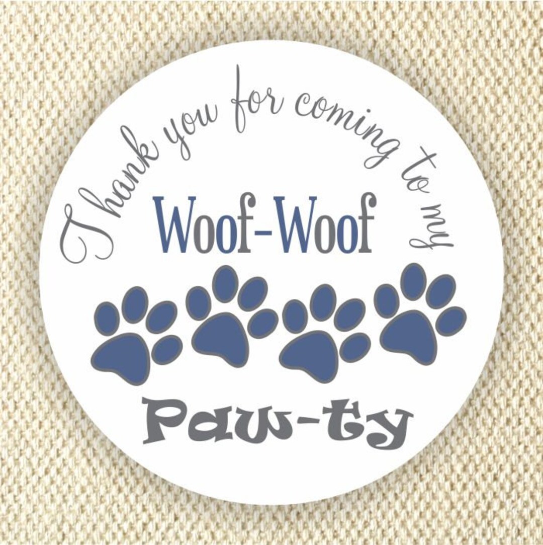 Paw-ty Favor Stickers - Puppy Birthday Stickers - Paw Favor Stickers ...