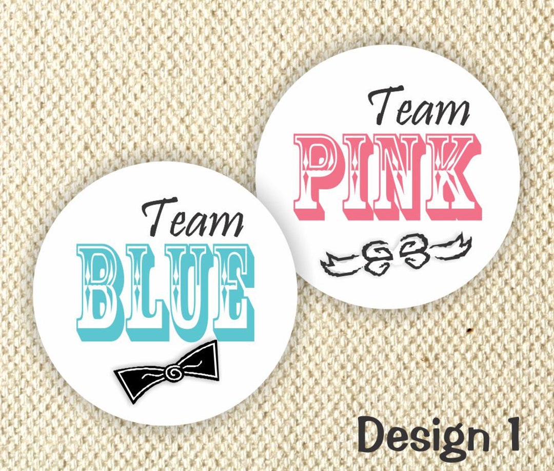 Gender Reveal Stickers - Team Pink and Team Blue Stickers - Baby Shower ...