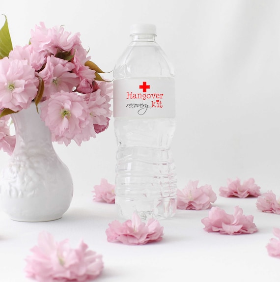 Hangover Recovery Kit - 20 Water Bottle Labels - Bridal Party Water ...