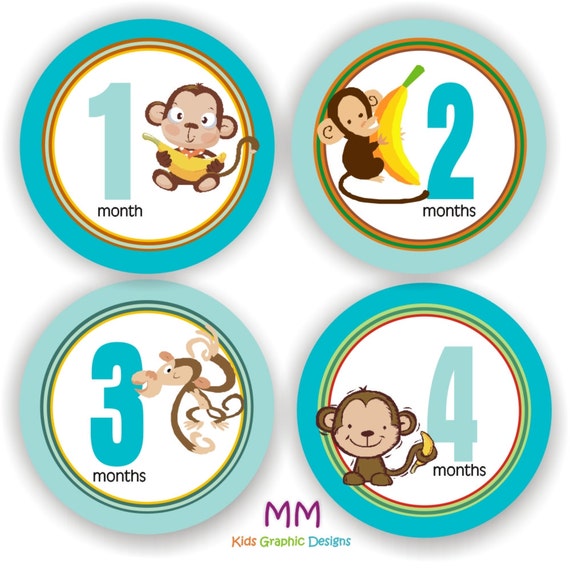 Items similar to Baby Stickers - Baby Month Stickers - Baby Boy Monthly ...