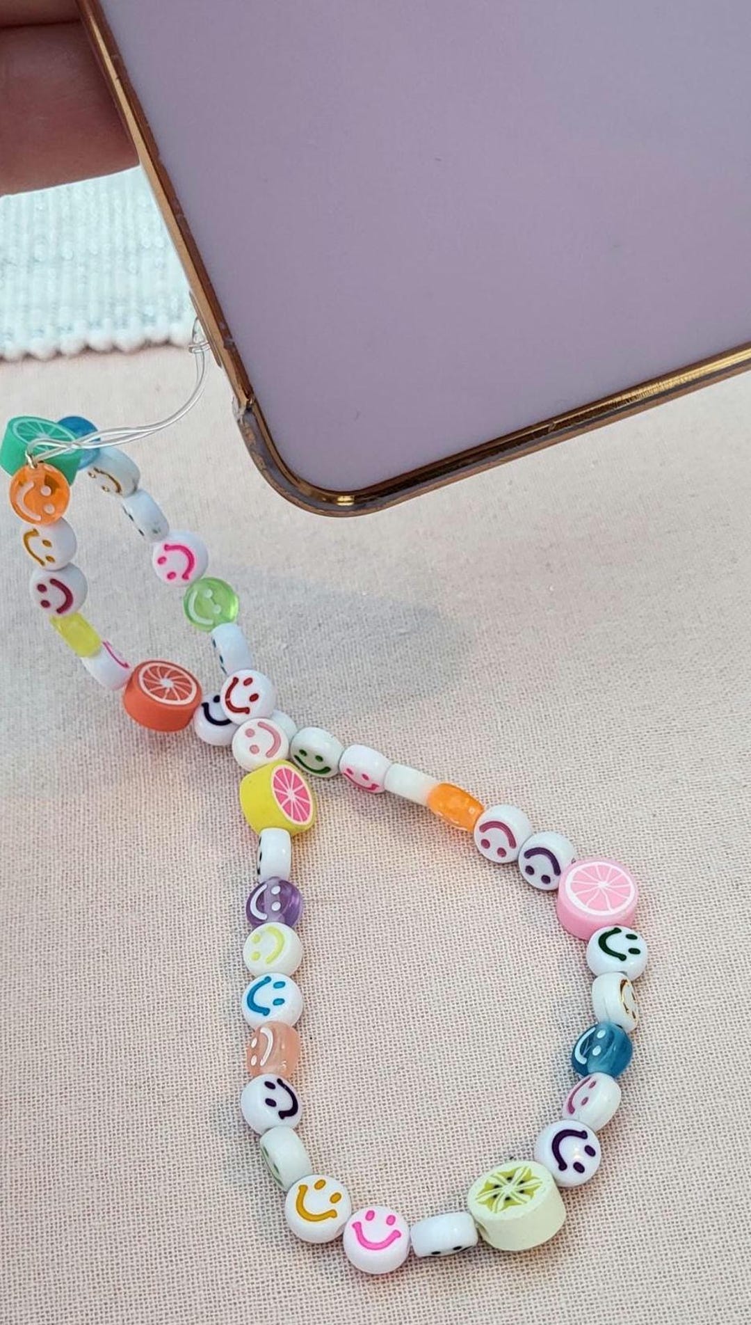 Fruity, Smiley, Beaded, Mobile Phone Bracelet, Multicoloured Fruit ...