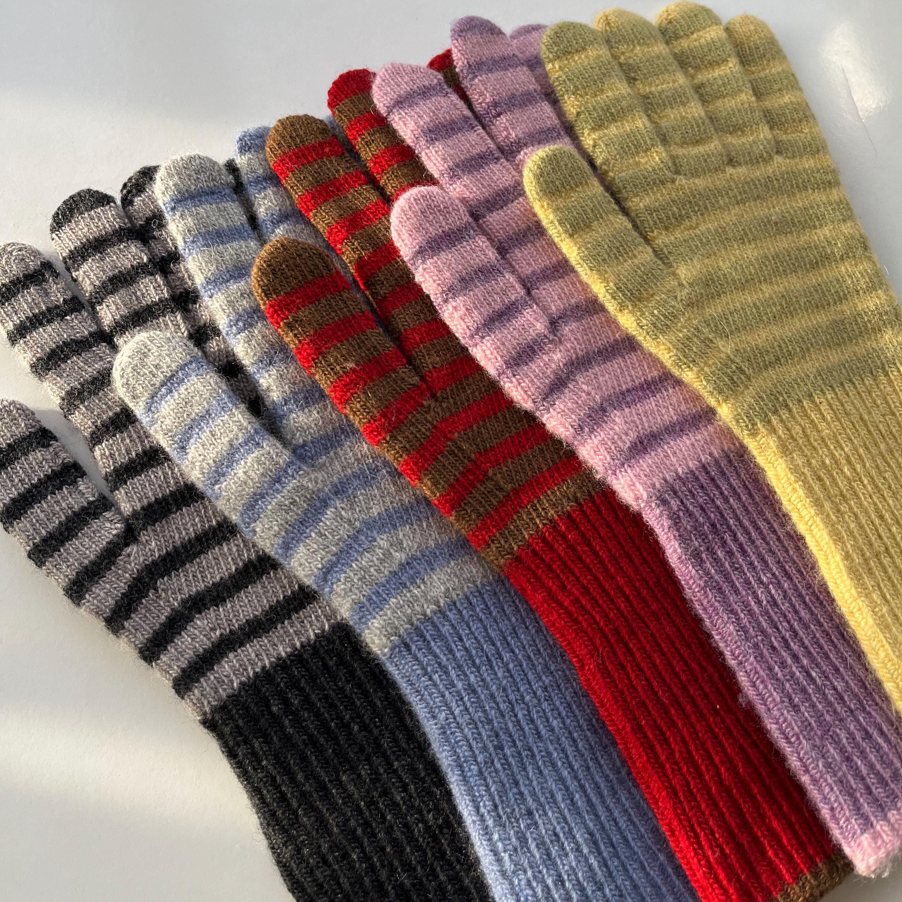 Wool Warm Y2K Retro Striped Gloves Cozy Vintage Style - Etsy