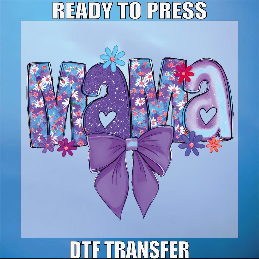 Purple Mama Dtf Ready to Press, Mama Coquette Dtf, Mama Flower Print ...