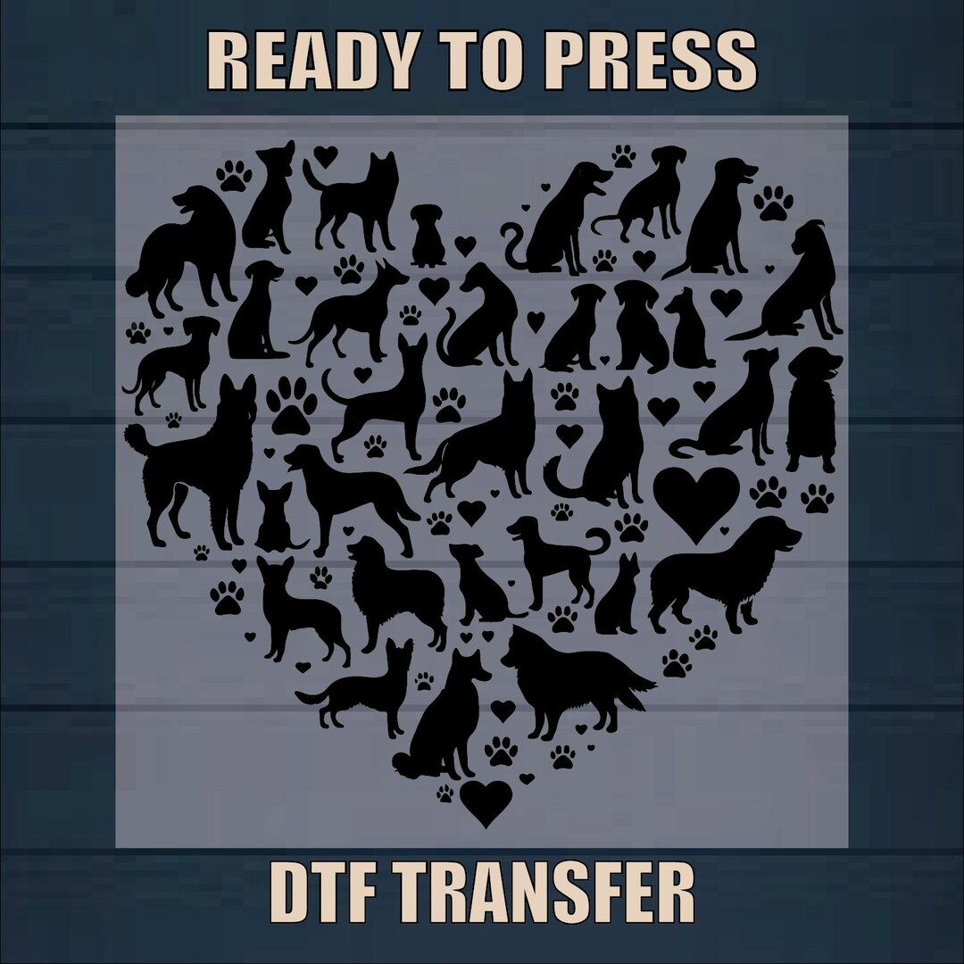 Dog Love Design Dtf Ready for Press, Cute Dog Dtf Transfer, Shirt ...