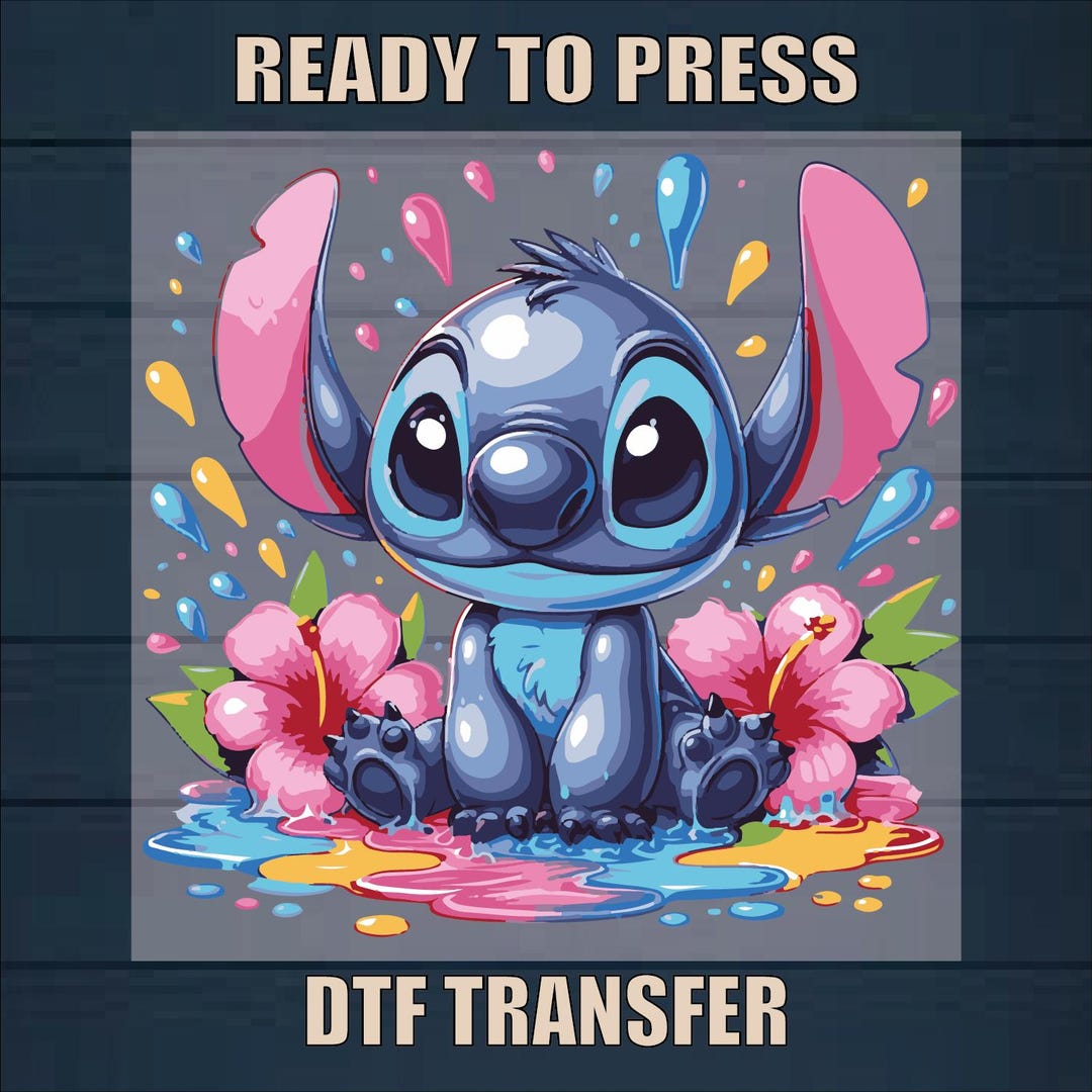 Stitch Dtf Transfer, Stitch and Flower Ready for Press, Love Shirt Design, Trendy Shirt Design ...