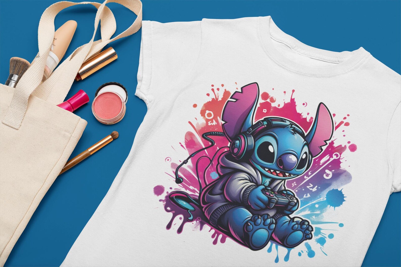 Gamer Stitch DTF Print: Watercolor Splash Heat Transfer - Etsy