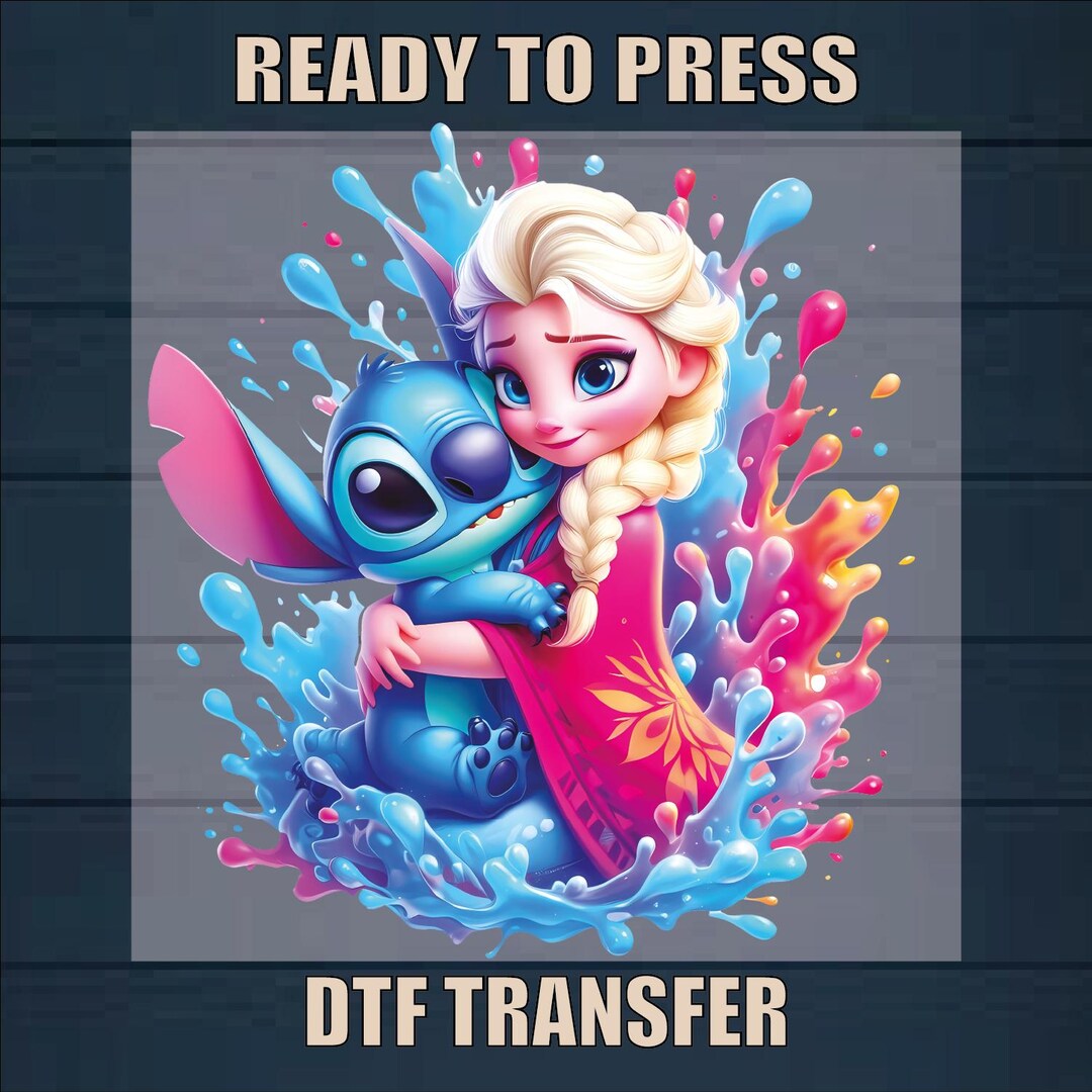 Stitch and Elsa Dtf Transfer, Disney Ready for Press, Love Shirt Design ...