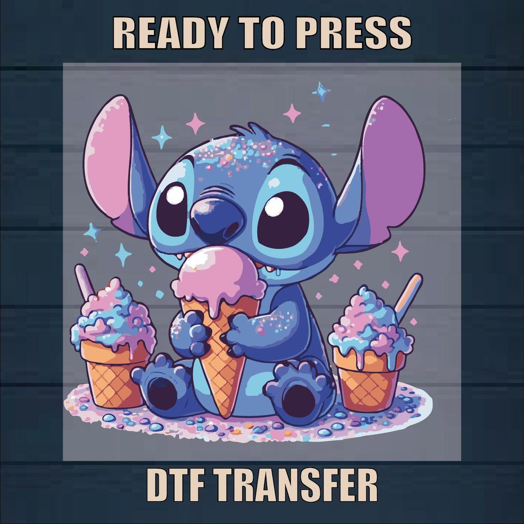 Stitch Dtf Transfer, Stitch Ice Cream Ready for Press, Love Shirt ...
