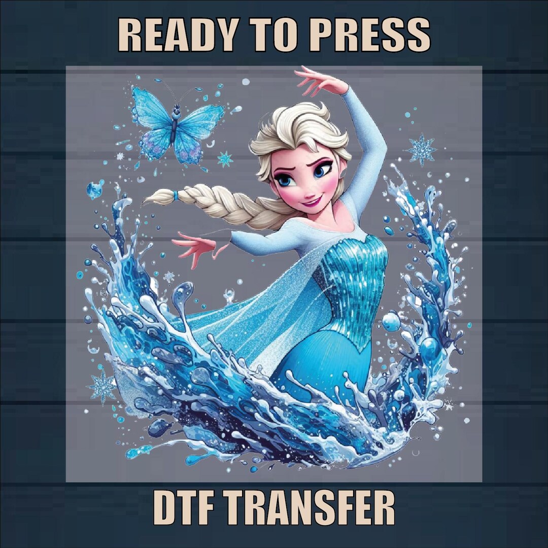 Elsa and Butterfly Dtf Transfer, Princess Design Ready for Press, Shirt ...