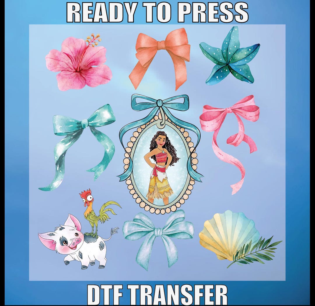 Princess Moana Dtf Transfer, Princess Design Ready for Press, Shirt ...