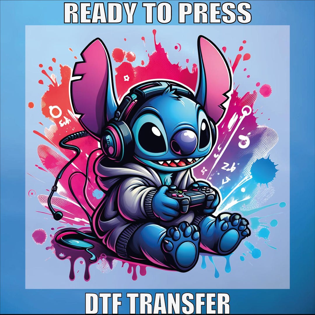 Gamer Stitch Dtf Prints, for Kids Design Dtf Transfers, Stitch Shirt ...
