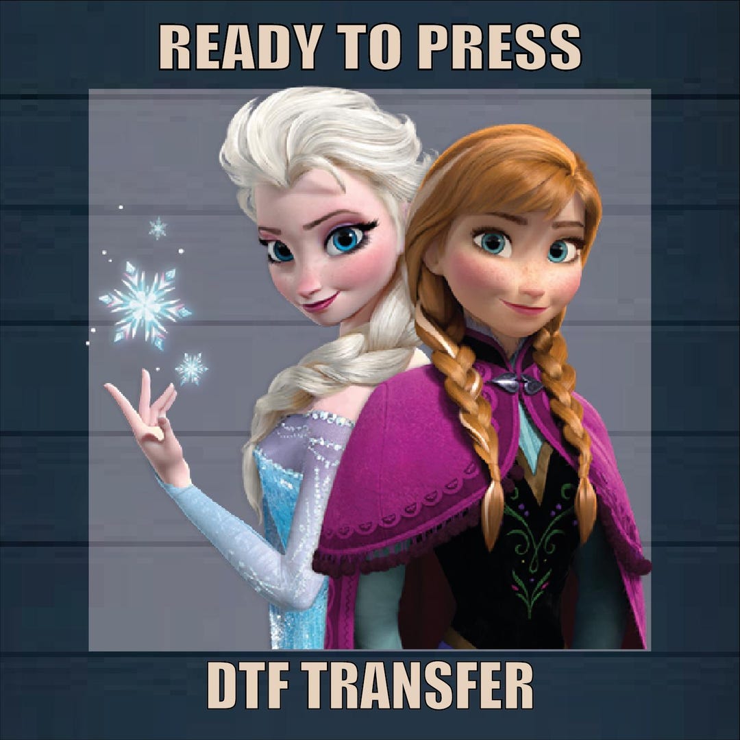 Elsa and Anna Dtf Transfer, Princess Design Ready for Press, Shirt ...