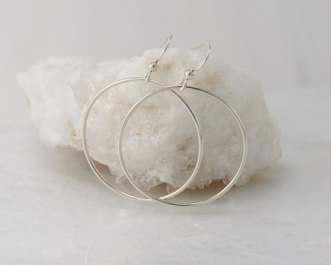Large Silver Hoops- Silver Hoop Earrings- Large Hoop Earrings- Simple ...