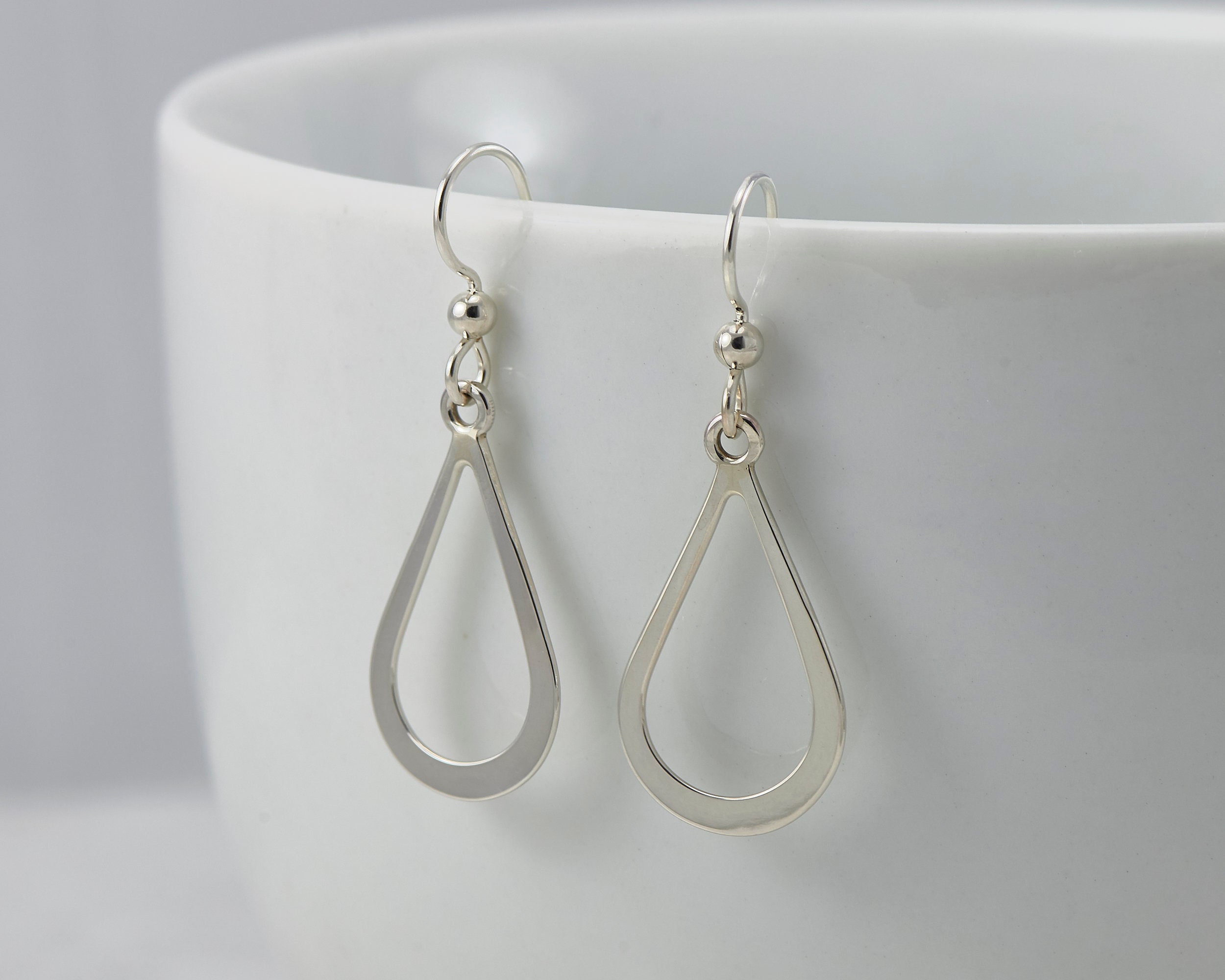 Silver Drop Earrings Sterling Silver Teardrop Earrings | Etsy