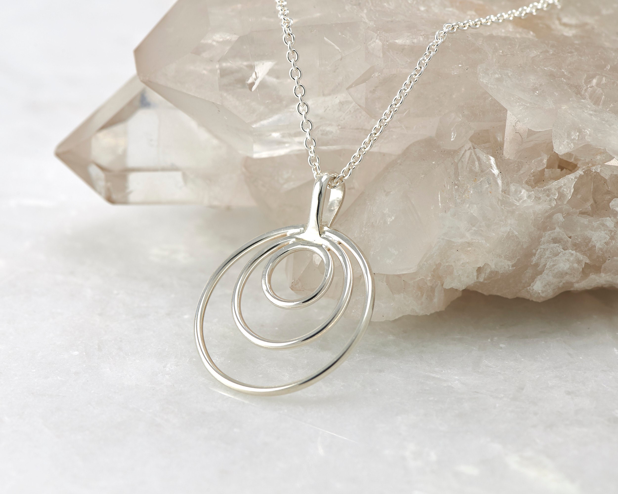 Sterling Silver Pendant- Sterling Silver Necklace- Silver Circles ...