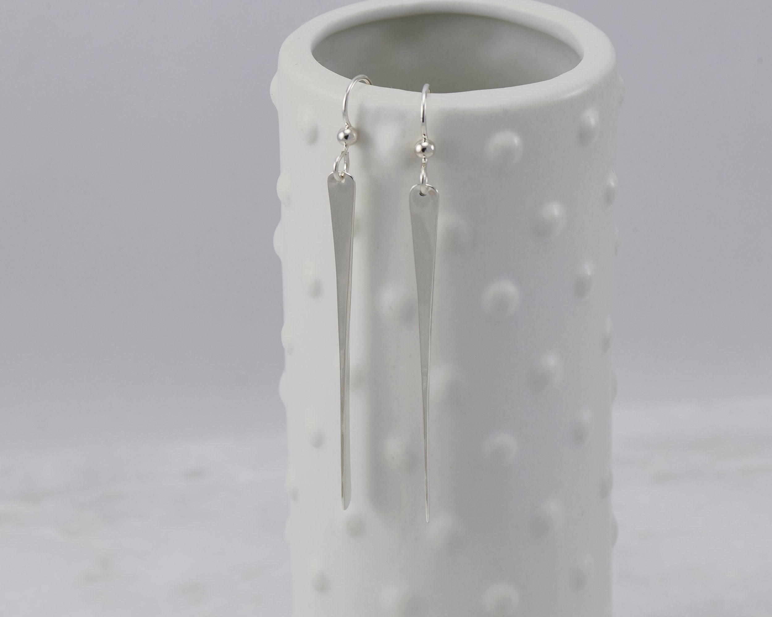 Silver Bar Earrings- Silver Stick Earrings- Long Bar Earrings- Sterling ...