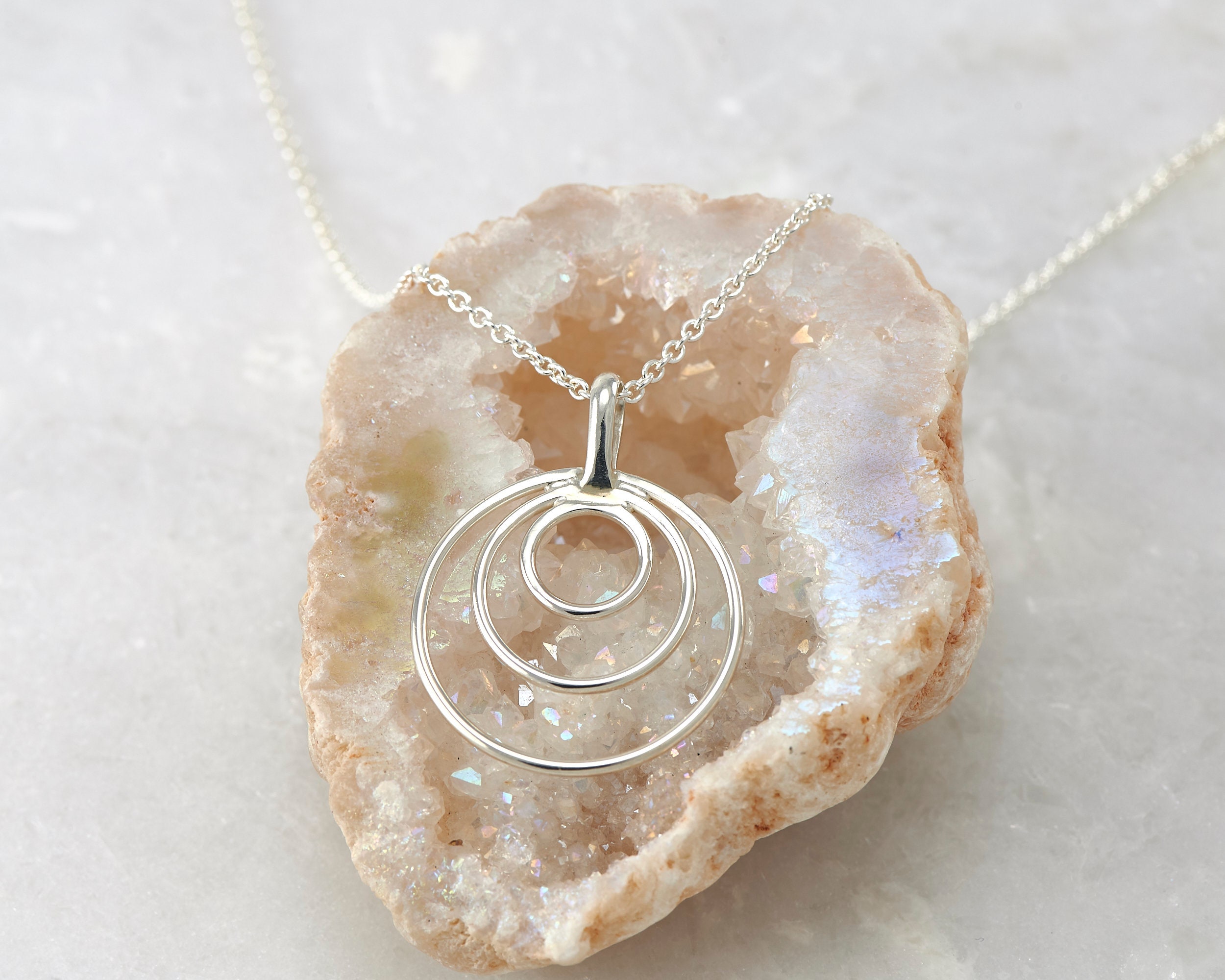 Sterling Silver Pendant- Sterling Silver Necklace- Silver Circles ...