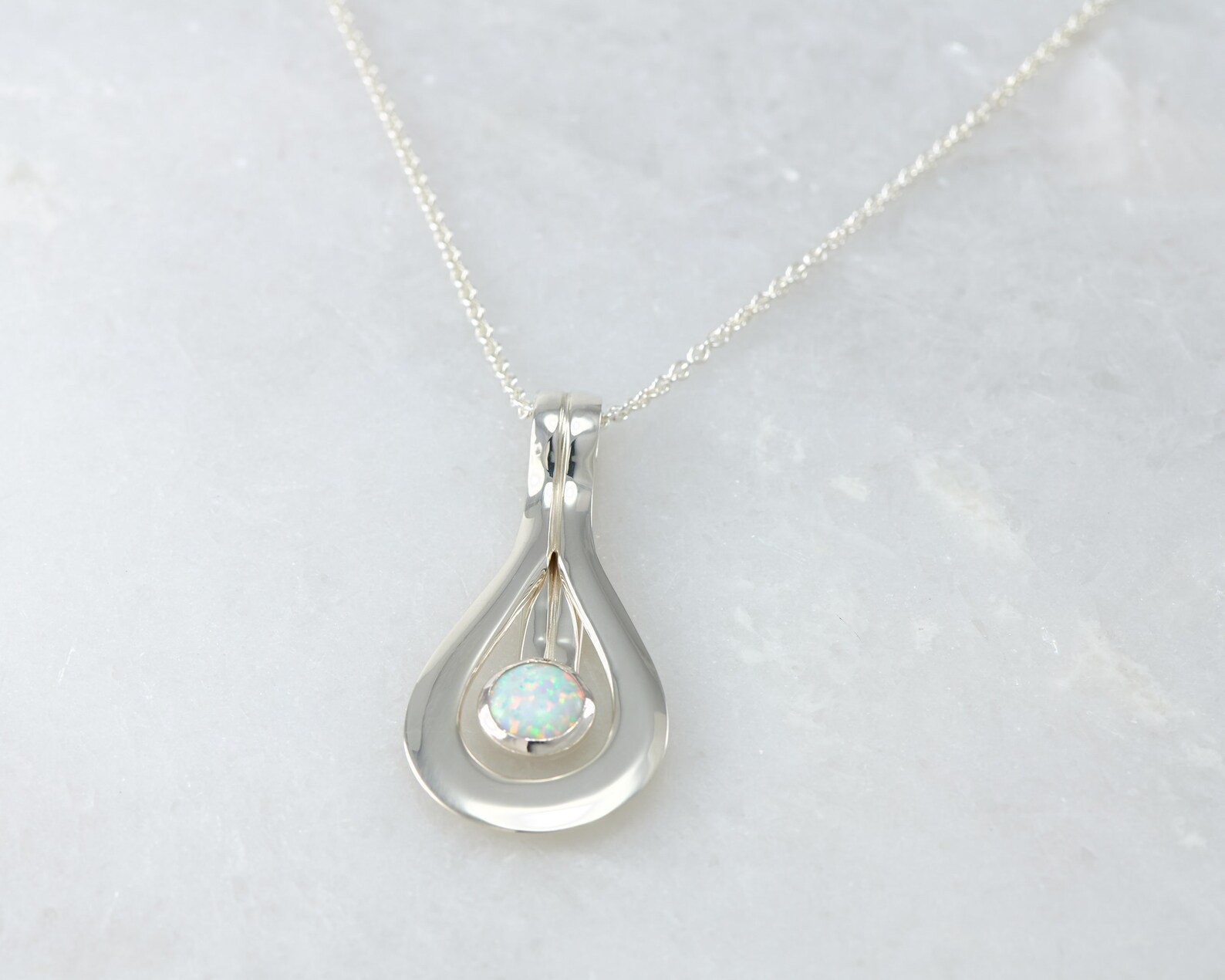 Opal Pendant Opal Necklace Sterling Silver Necklace With - Etsy