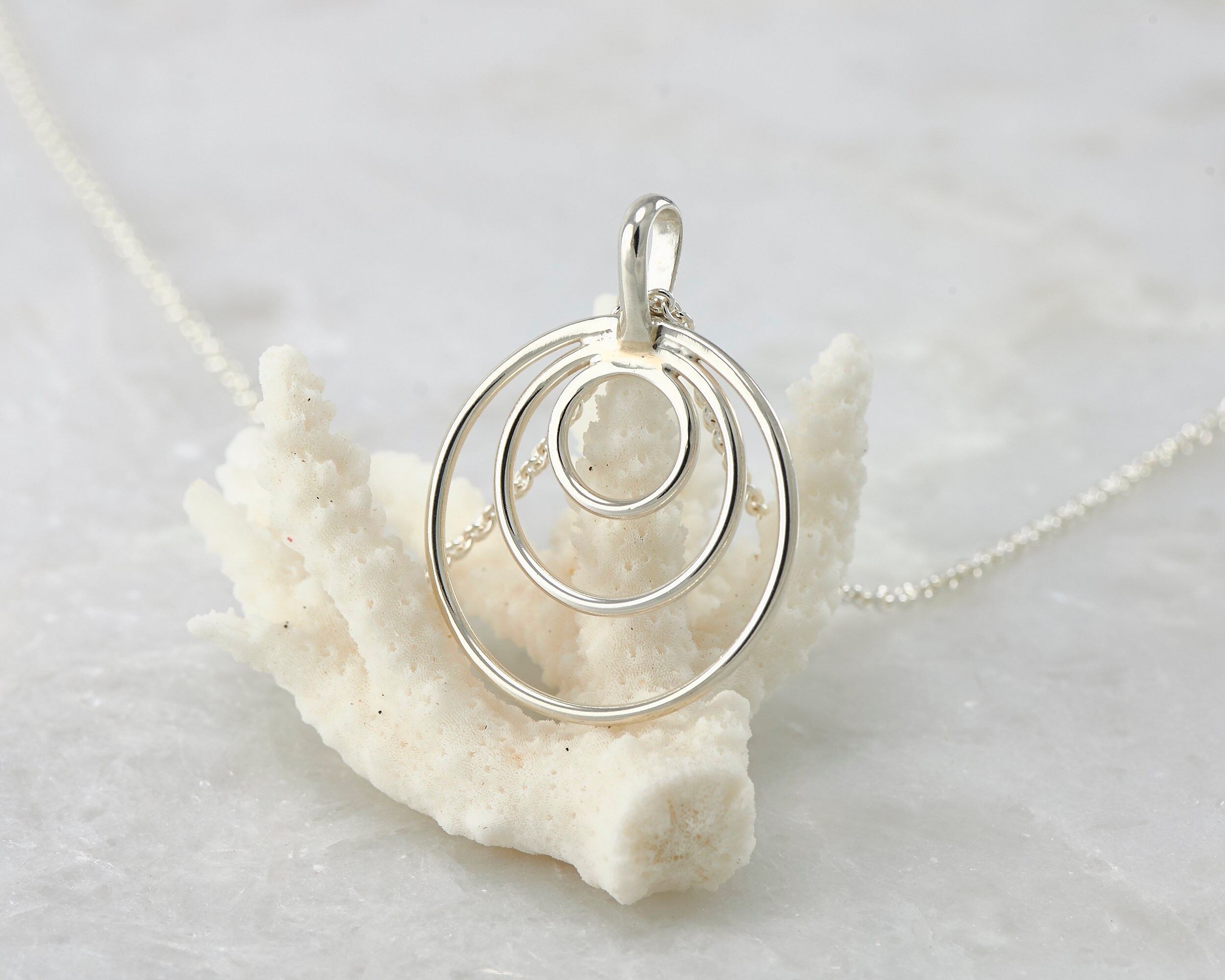 Sterling Silver Pendant- Sterling Silver Necklace- Silver Circles ...
