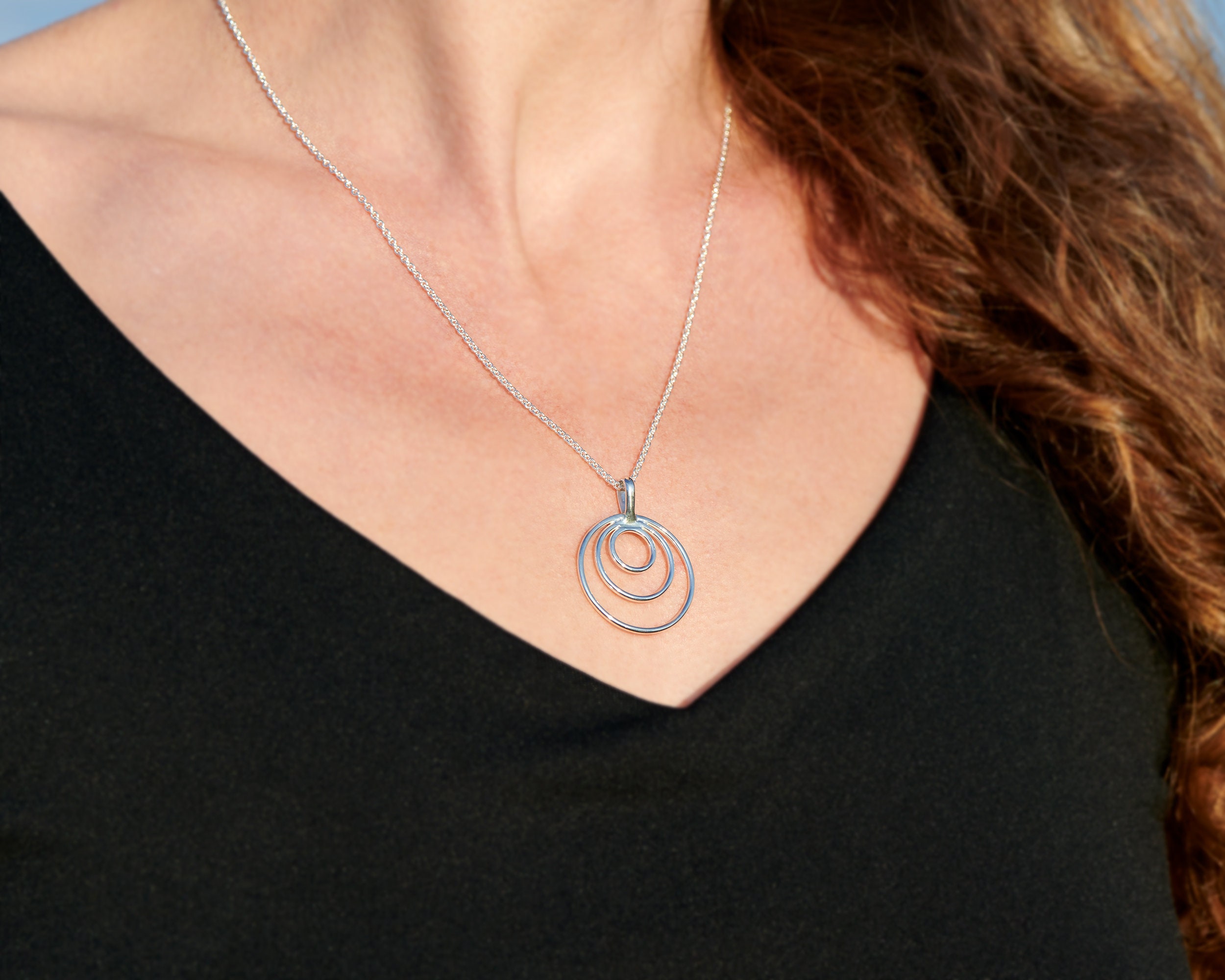 Sterling Silver Pendant- Sterling Silver Necklace- Silver Circles ...
