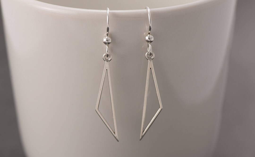 Silver Triangle Earrings- Sterling Silver Triangle Earrings- Silver ...