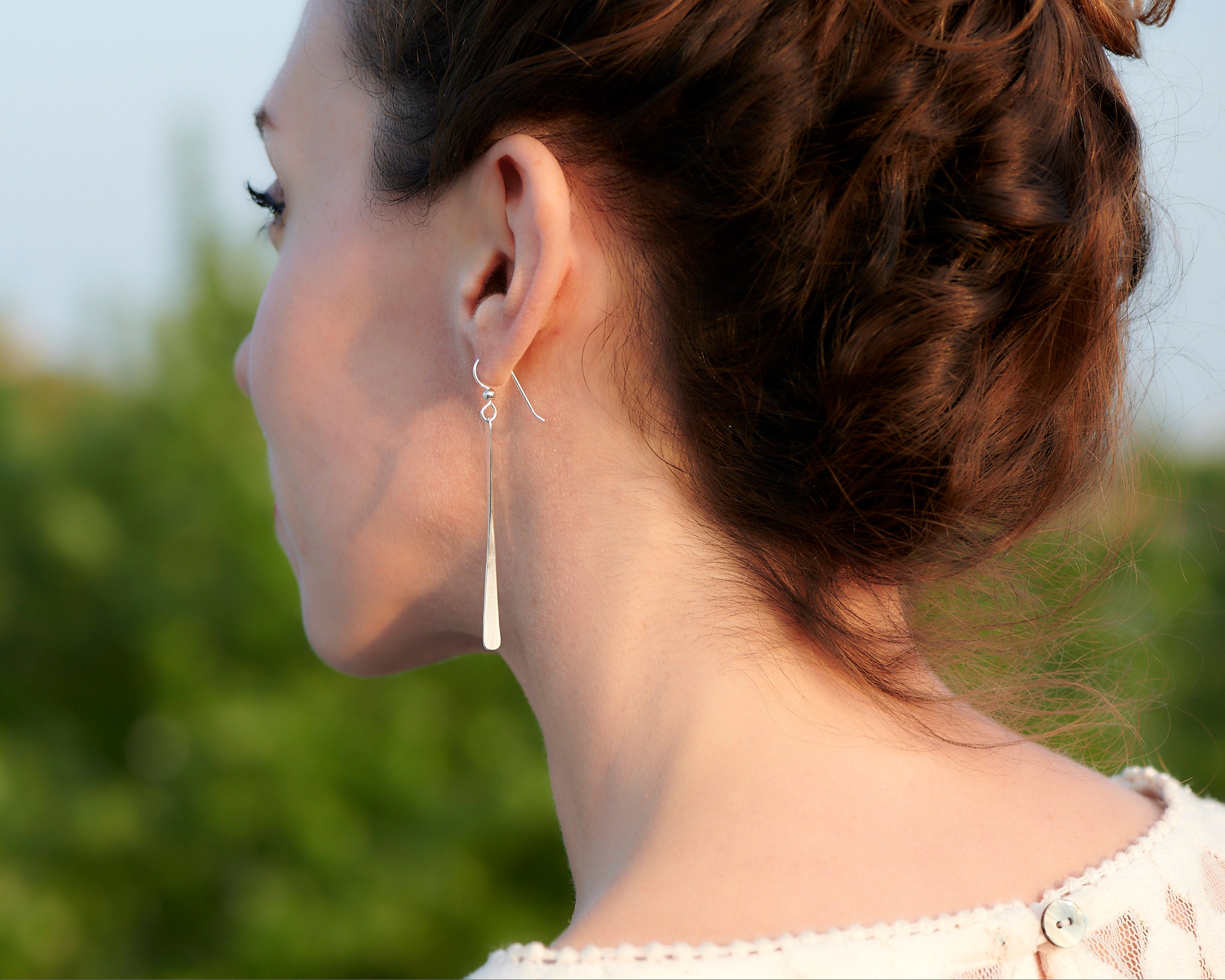 Silver Bar Earrings- Silver Stick Earrings- Long Bar Earrings- Sterling ...