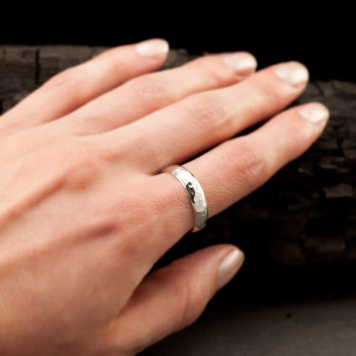 Hammered Sterling Silver Ring Simple Silver Ring Modern | Etsy