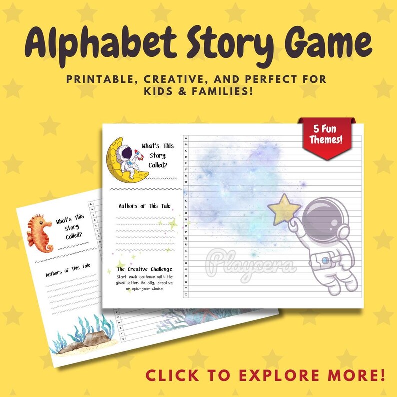 Alphabet Story Game Printable Creative Writing Activity for Kids, Fun ...