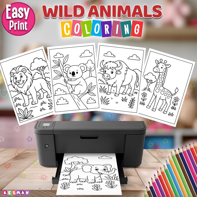 25 Wild Animals Coloring Pages for Kids – Printable Coloring Book ...