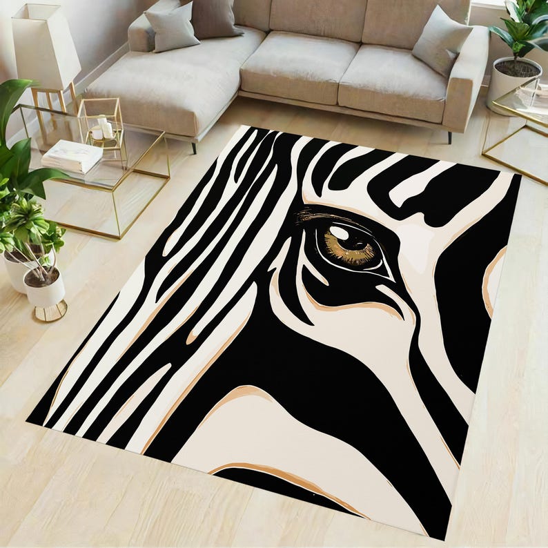 Zebra Rug, Zebra Themed Rug, Animal Rug, Animal Art Rug, Home Decor Rug ...