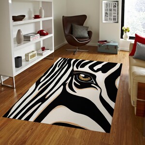 Zebra Rug, Zebra Themed Rug, Animal Rug, Animal Art Rug, Home Decor Rug ...