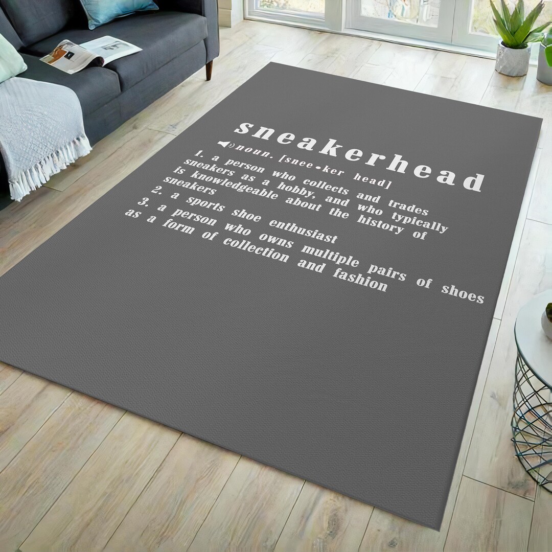 Sneakers Rug, Grey Rug, Sneaker Print Rug, Shoes Rug, Sneaker Head Rug ...