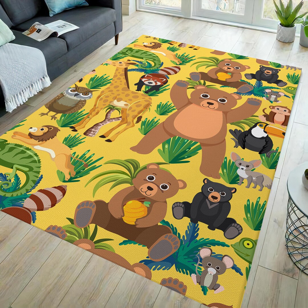 Bear Rug, Gorilla Rug, Kids Rug, Lion Rug, Nursery Decor, Kids Room ...