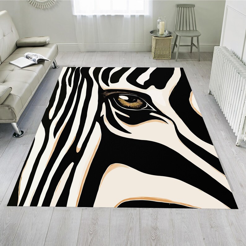 Zebra Rug, Zebra Themed Rug, Animal Rug, Animal Art Rug, Home Decor Rug ...