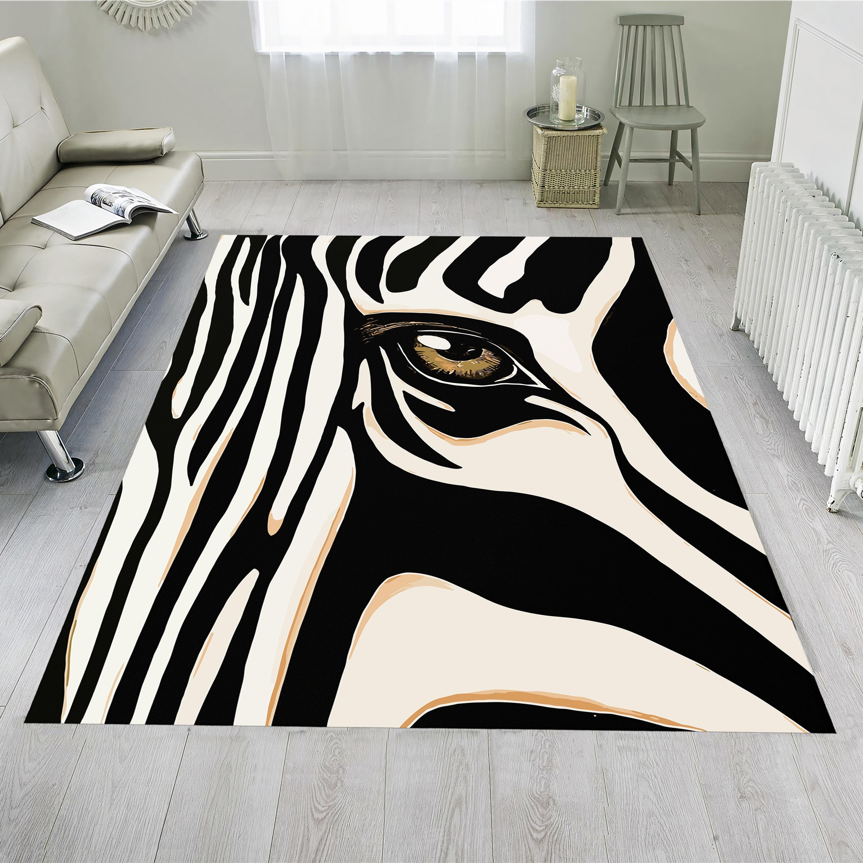 Zebra Rug, Zebra Themed Rug, Animal Rug, Animal Art Rug, Home Decor Rug ...