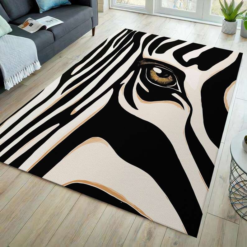 Zebra Rug, Zebra Themed Rug, Animal Rug, Animal Art Rug, Home Decor Rug ...