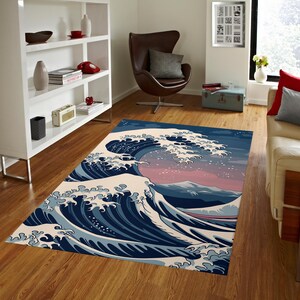 Japan Wave Rug, Wave Rug, Modern Rug, Home Decor Rug, Home Art Decor ...